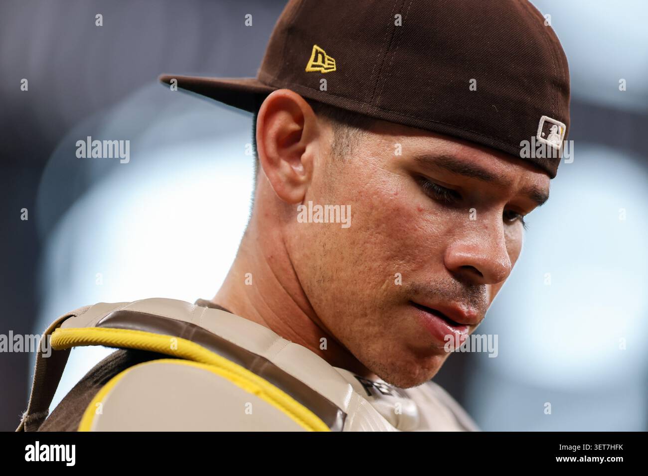 San Diego Padres catcher Freddy Fermin walks the field before a ...