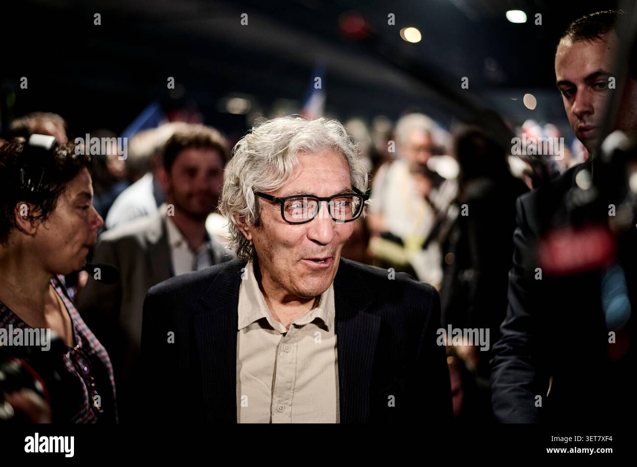 Writer Boualem Sansal at Bruno Retailleau's rally in Vincennes on June ...