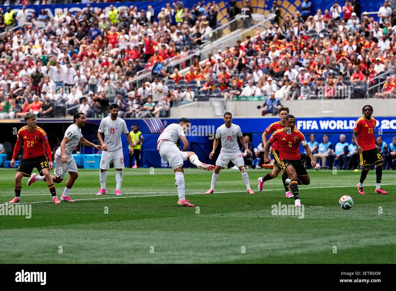 Iran's Mehdi Taremi (9), center, scores a disallowed goal during the ...