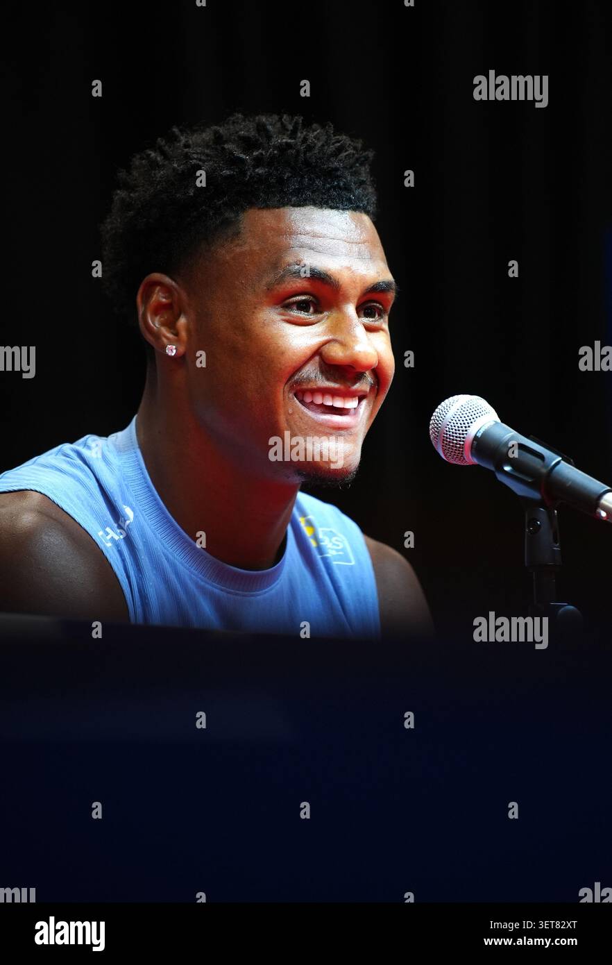 England's Ollie Watkins during a press conference at Swope Soccer ...