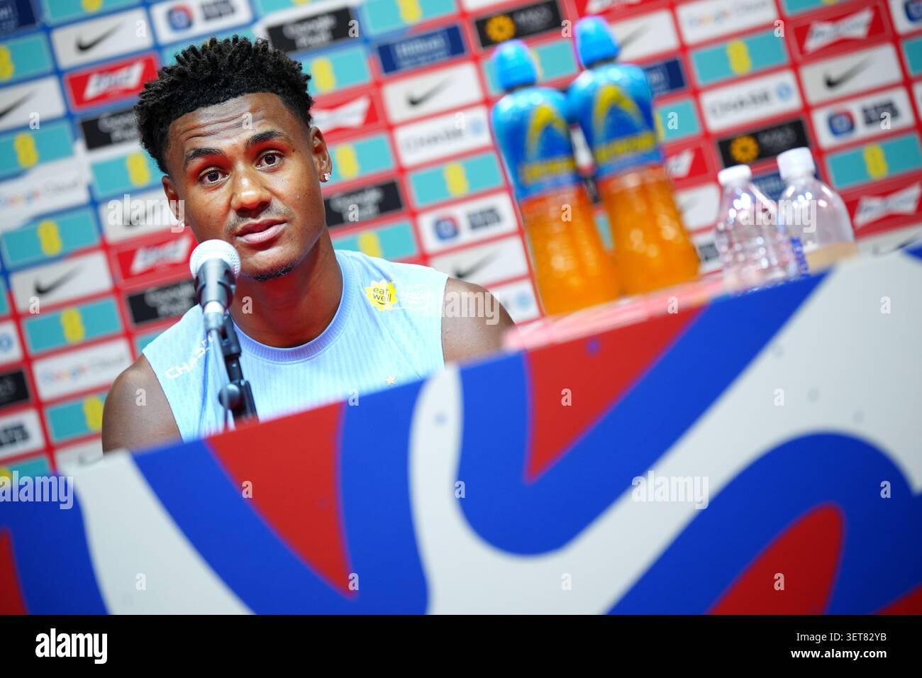 England's Ollie Watkins during a press conference at Swope Soccer ...