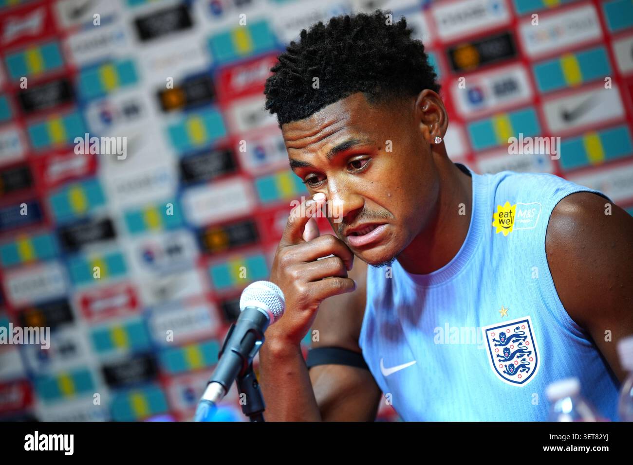 England's Ollie Watkins during a press conference at Swope Soccer ...