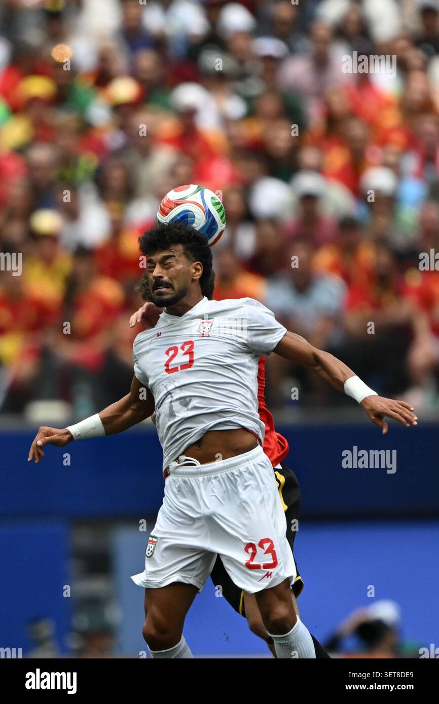 Ramin Rezaeian of IR Iran heads the ball during a FIFA Men’s World Cup ...