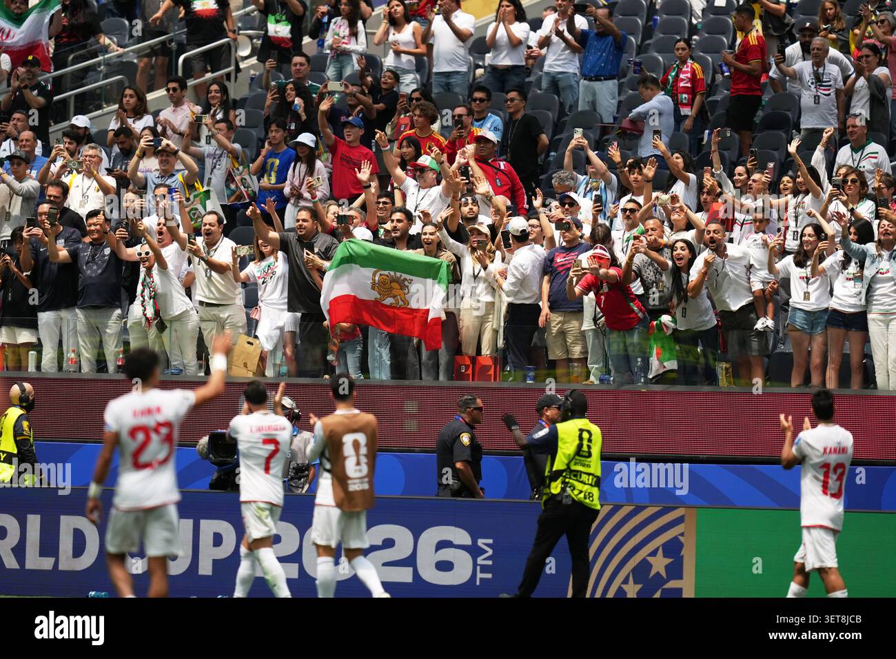 Players of Iran greet fans at the end of the World Cup Group G soccer ...