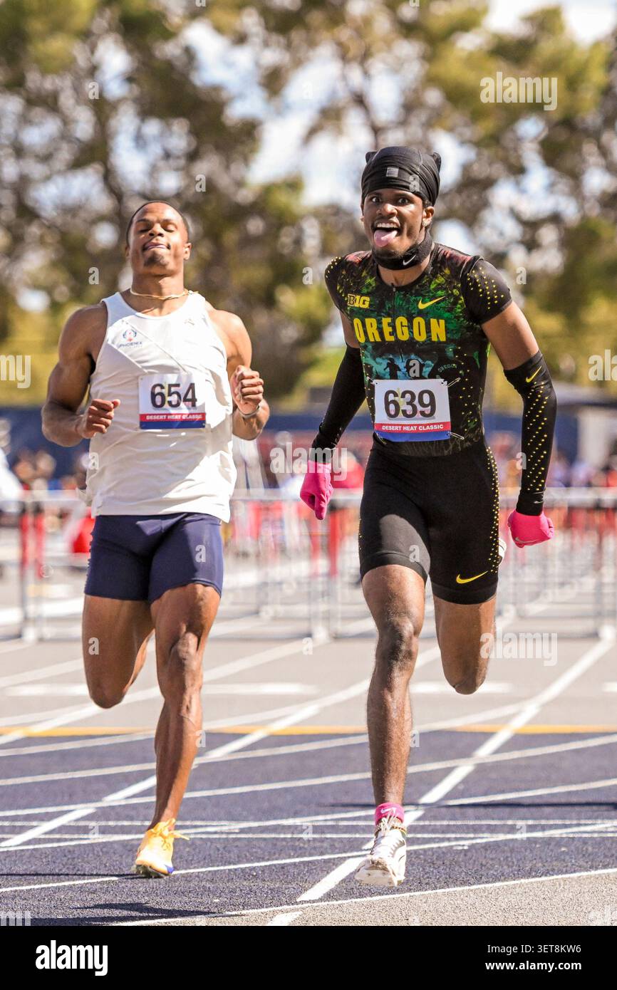 Kai Graves-Blanks of Oregon wins the men’s 110m hurdles in 13.28 during ...