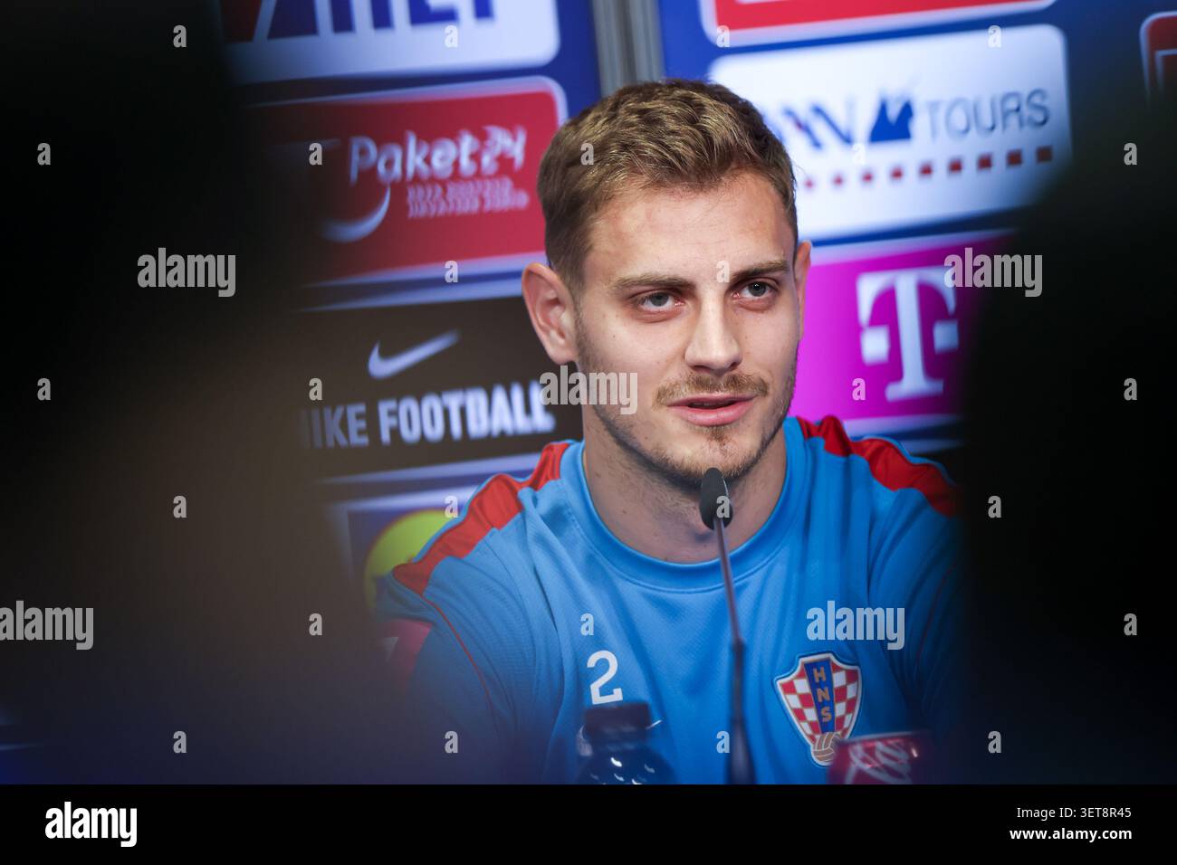 Josip Stanisic speaks during a Team Croatia press conference at ...