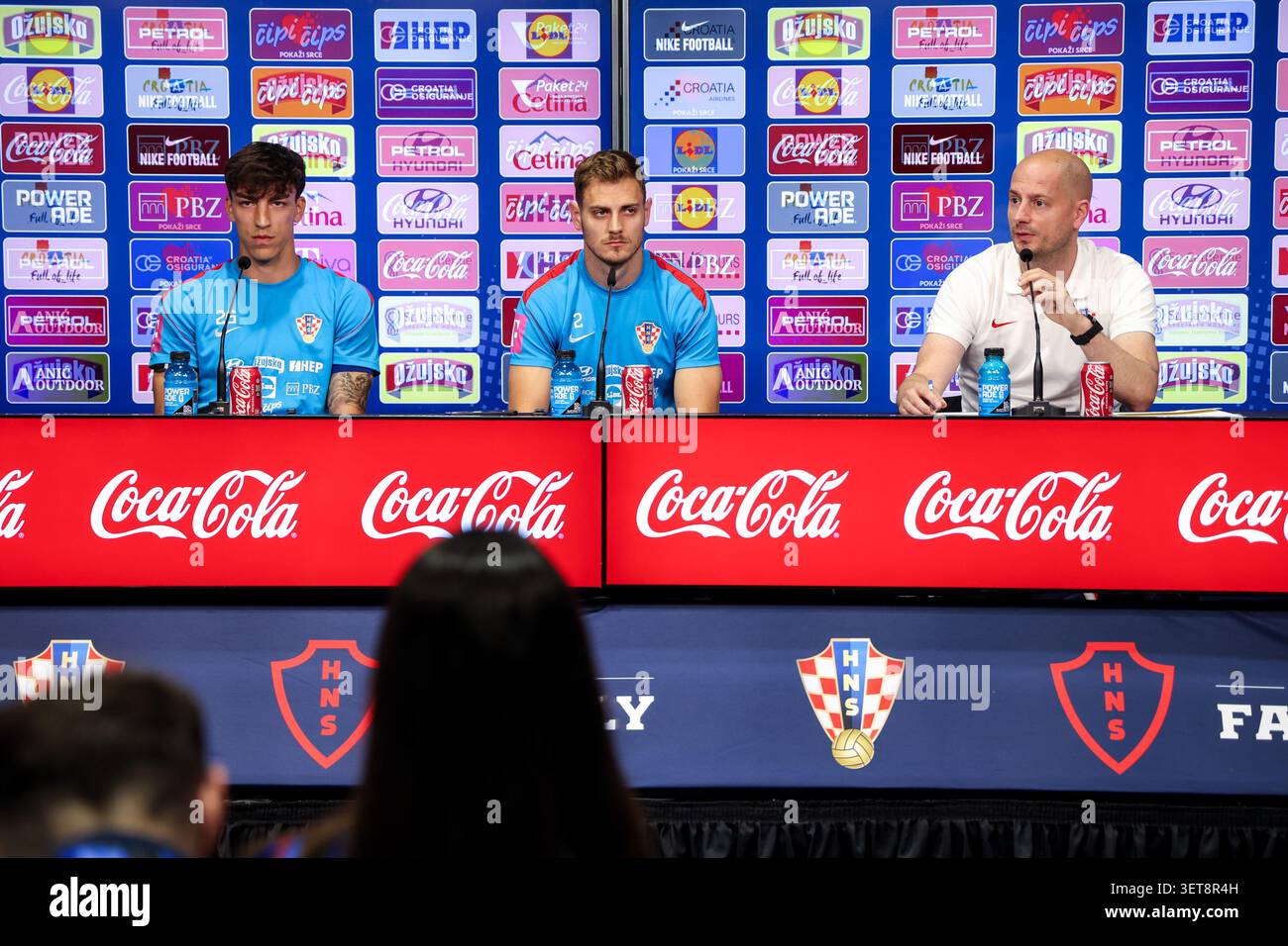 Petar Musa and Josip Stanisic; speaks during a Team Croatia press ...