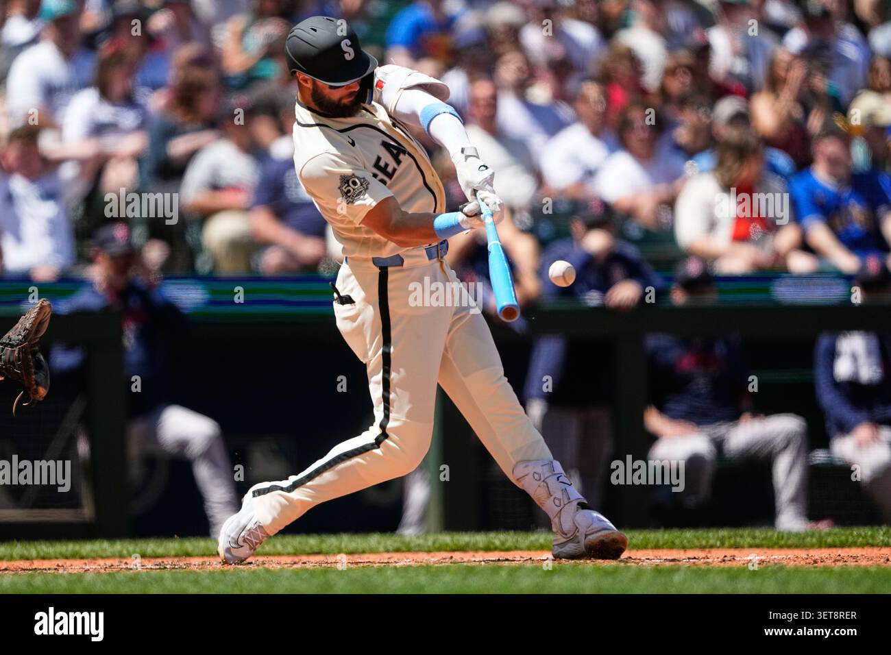 Seattle Mariners' Weston Wilson hits a single against the Boston Red ...