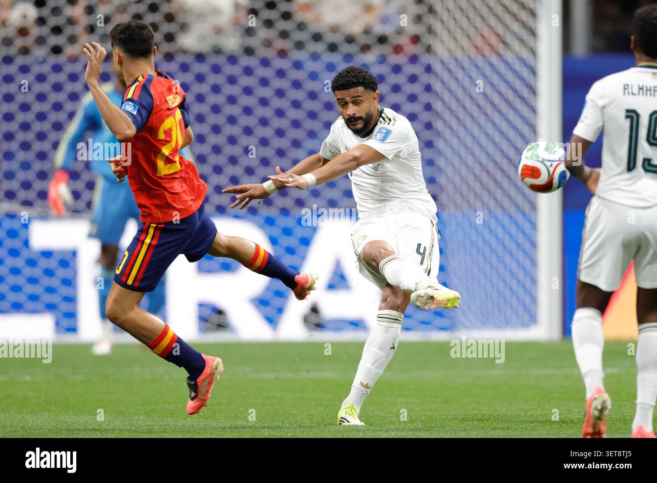 Saudi Arabia's Abdulelah Alamri kicks the ball during the World Cup ...