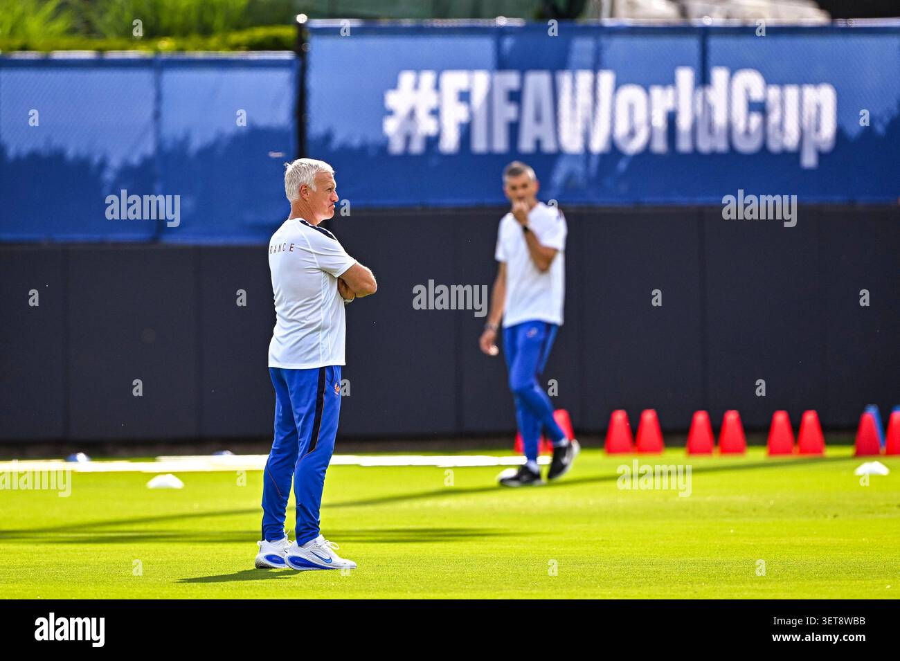 France's head coach Didier DESCHAMPS during a training session at ...