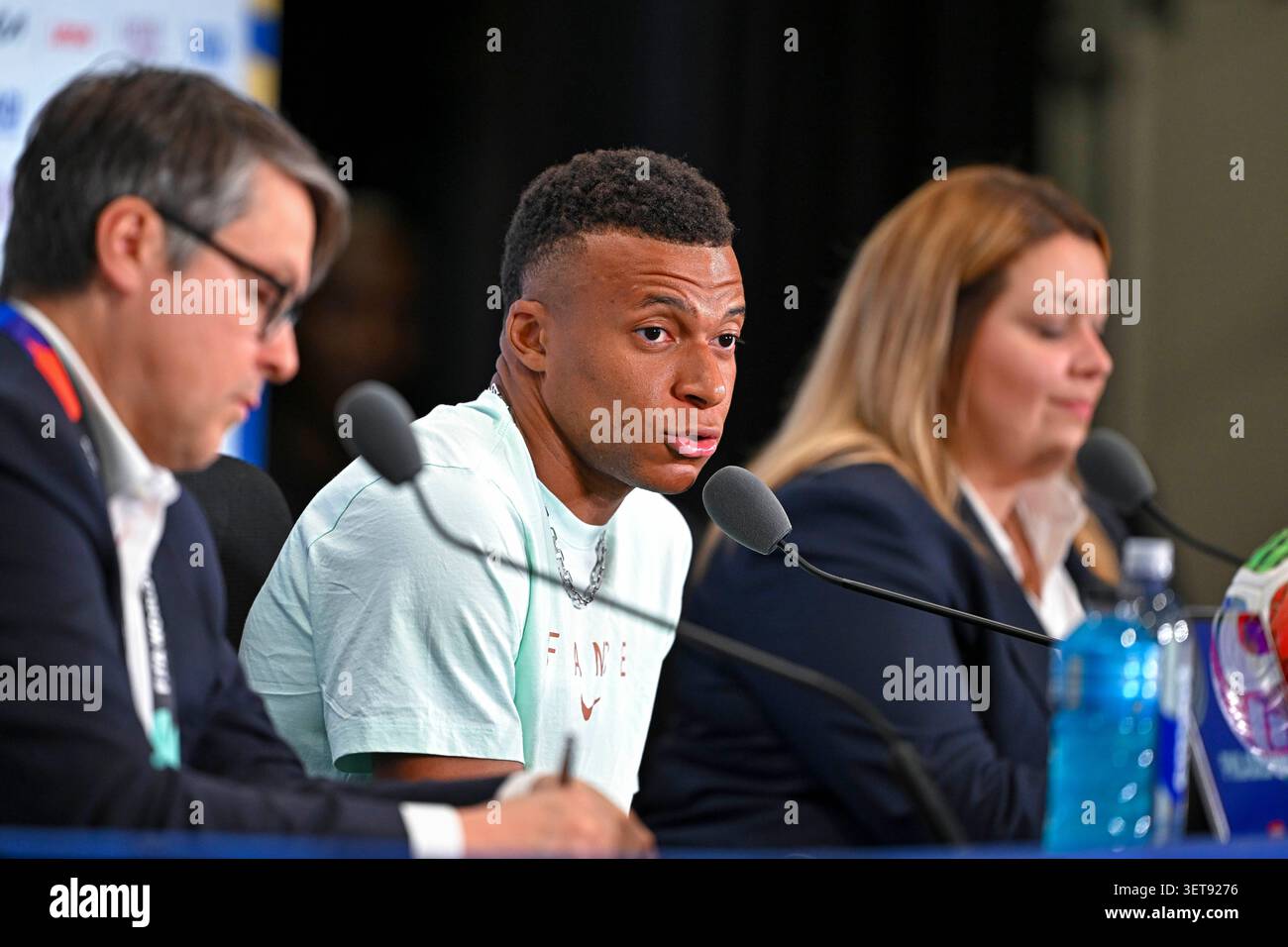 France's Kylian MBAPPE gives a press conference at Philadelphia Stadium ...