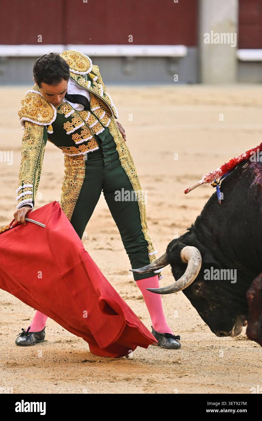 Bullfighter Juan Pablo Sánchez seen during the bullfight with bulls ...