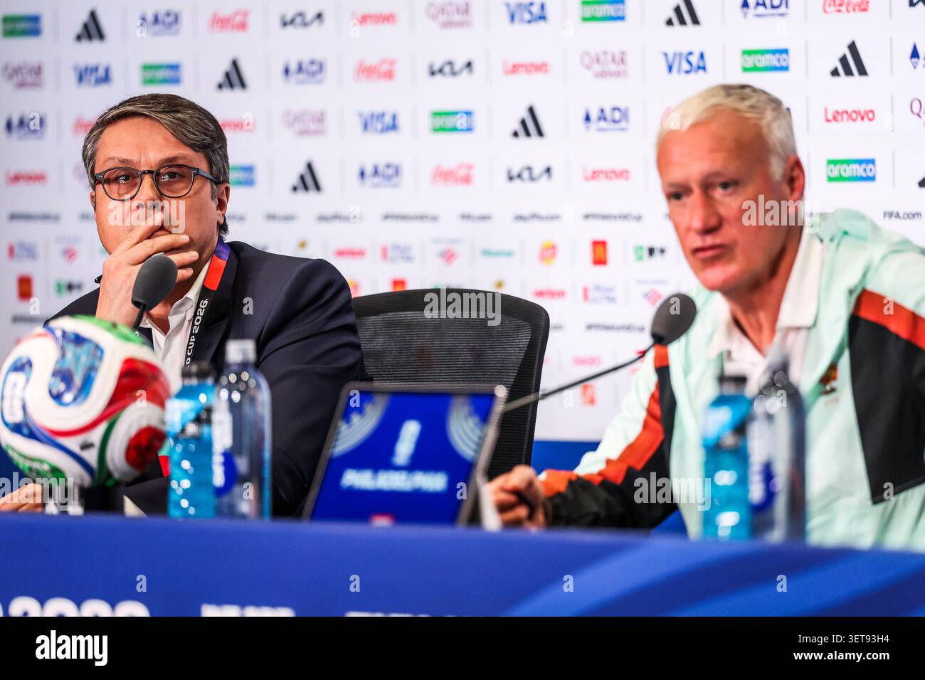 Raphael RAYMOND, media manager and Didier DESCHAMPS head coach of ...