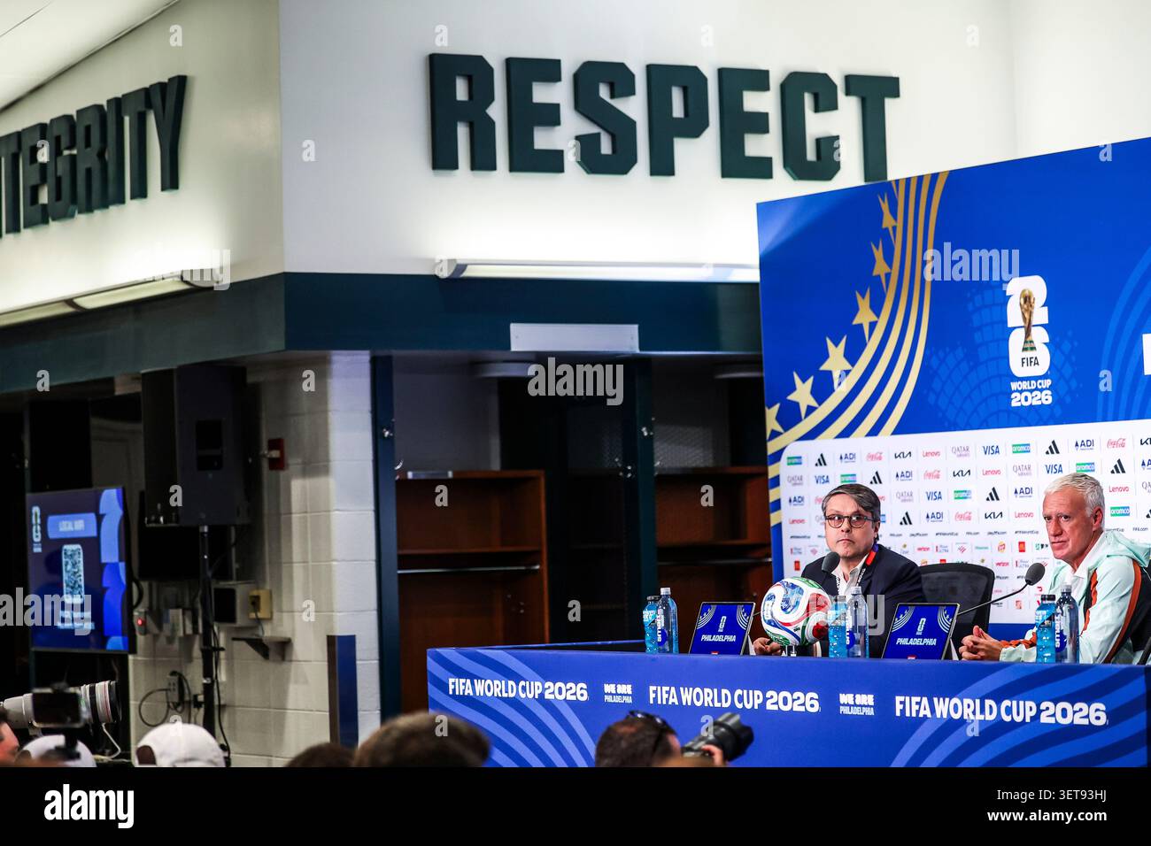 Raphael RAYMOND, media manager and Didier DESCHAMPS head coach of ...