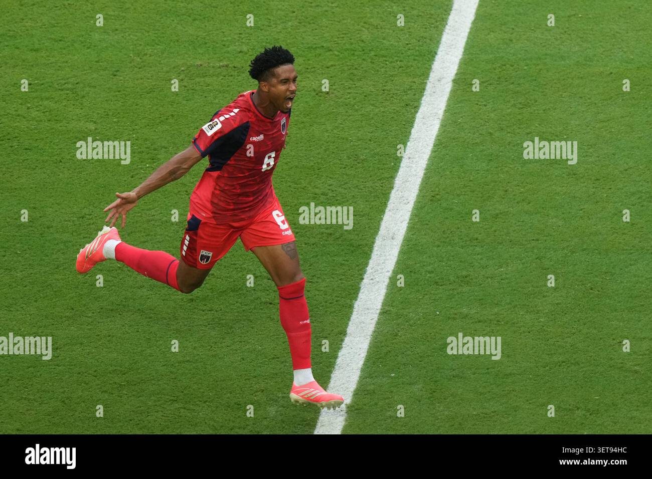 Cape Verde's Kevin Pina celebrates scoring his side's opening goal ...