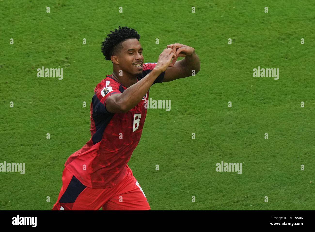 Cape Verde's Kevin Pina celebrates scoring his side's opening goal ...