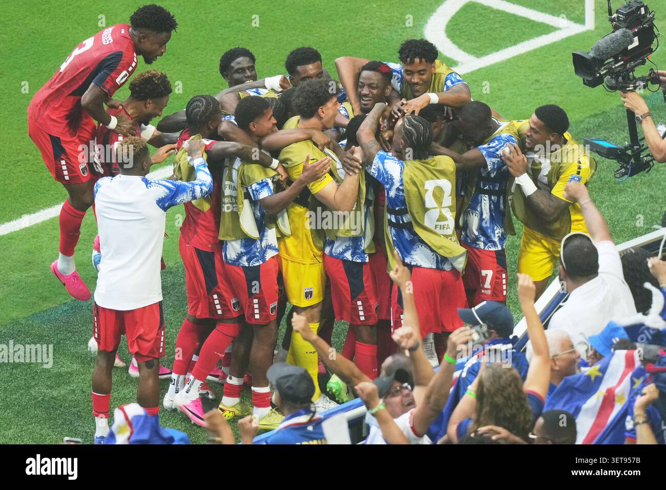 Cape Verde's Kevin Pina celebrates with teammates after scoring his ...