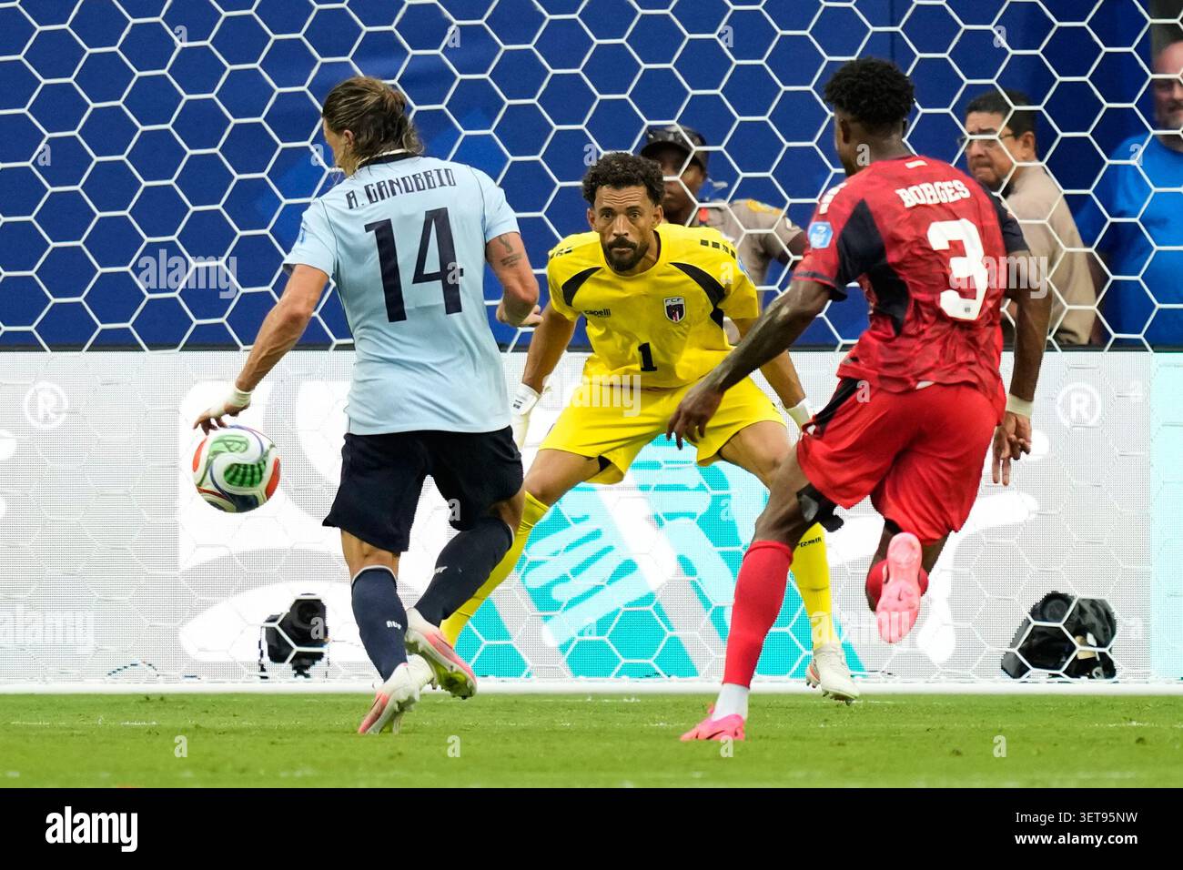 Uruguay's Agustin Canobbio (14) scores his team's second goal during ...