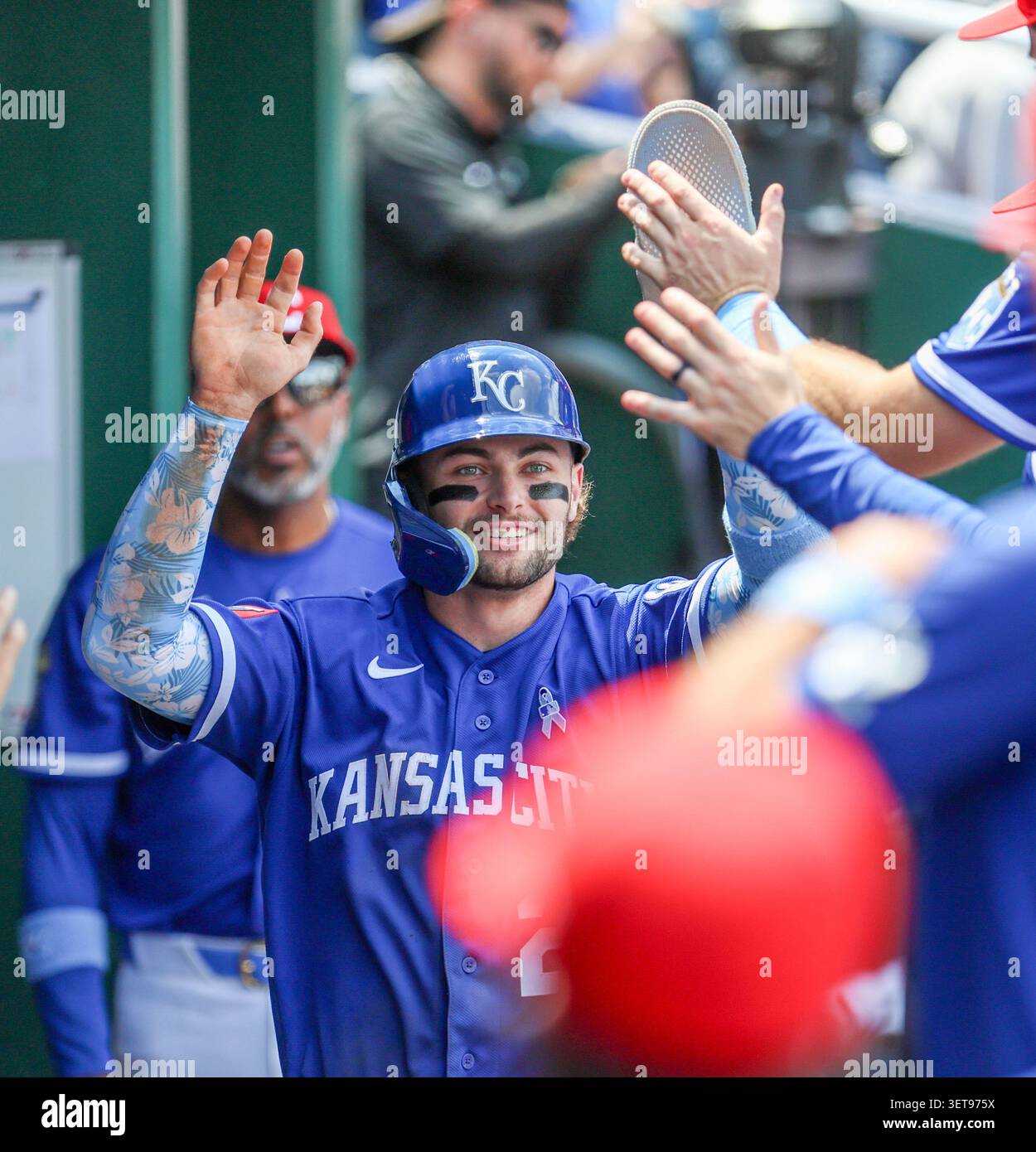 JUN 21, 2026: Kansas City Royals catcher Carter Jensen (22) celebrates ...
