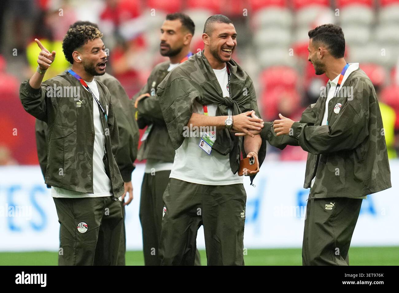 Egypt players walk on the pitch before the World Cup Group G soccer ...