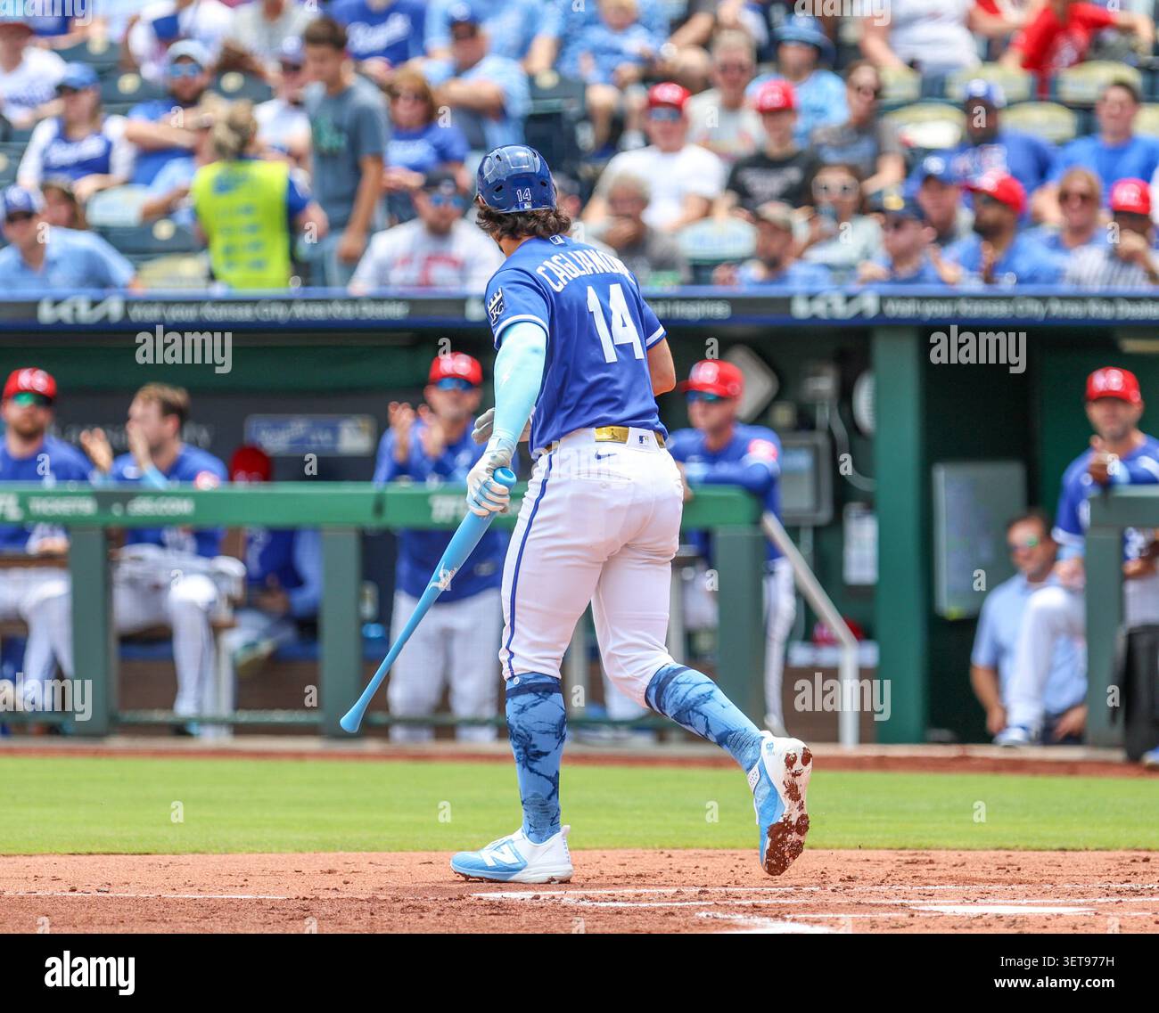 JUN 21, 2026: Kansas City Royals outfielder Jac Caglianone (14) draws a ...