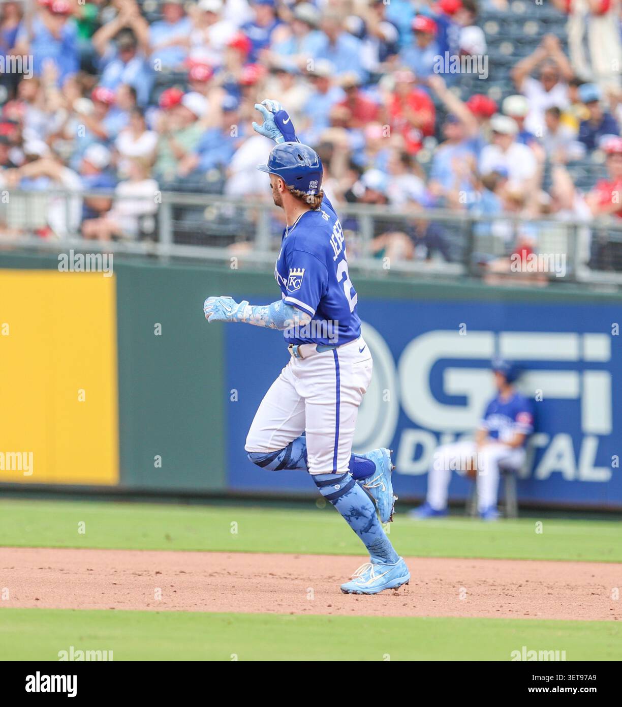 JUN 21, 2026: Kansas City Royals catcher Carter Jensen (22) hits a home ...