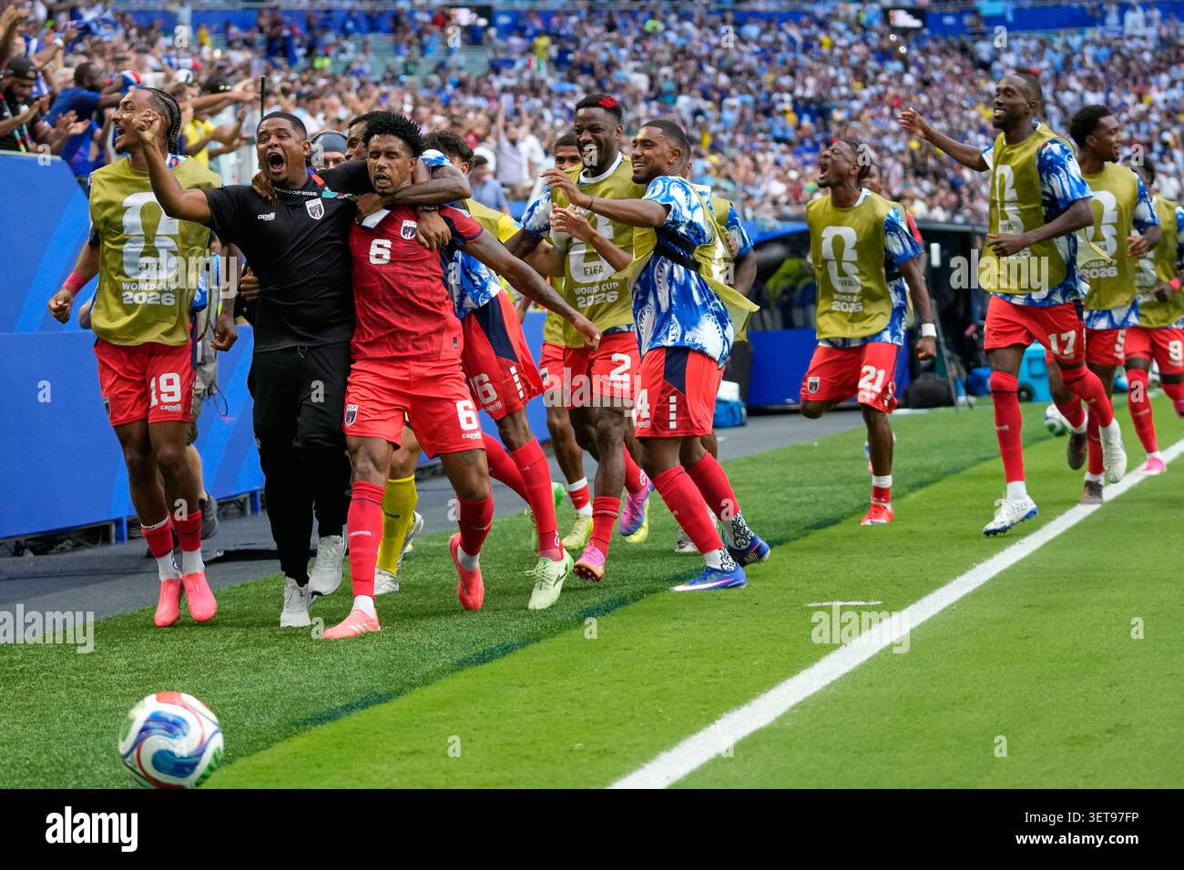Cape Verde's Kevin Pina, center, celebrates with teammates after ...