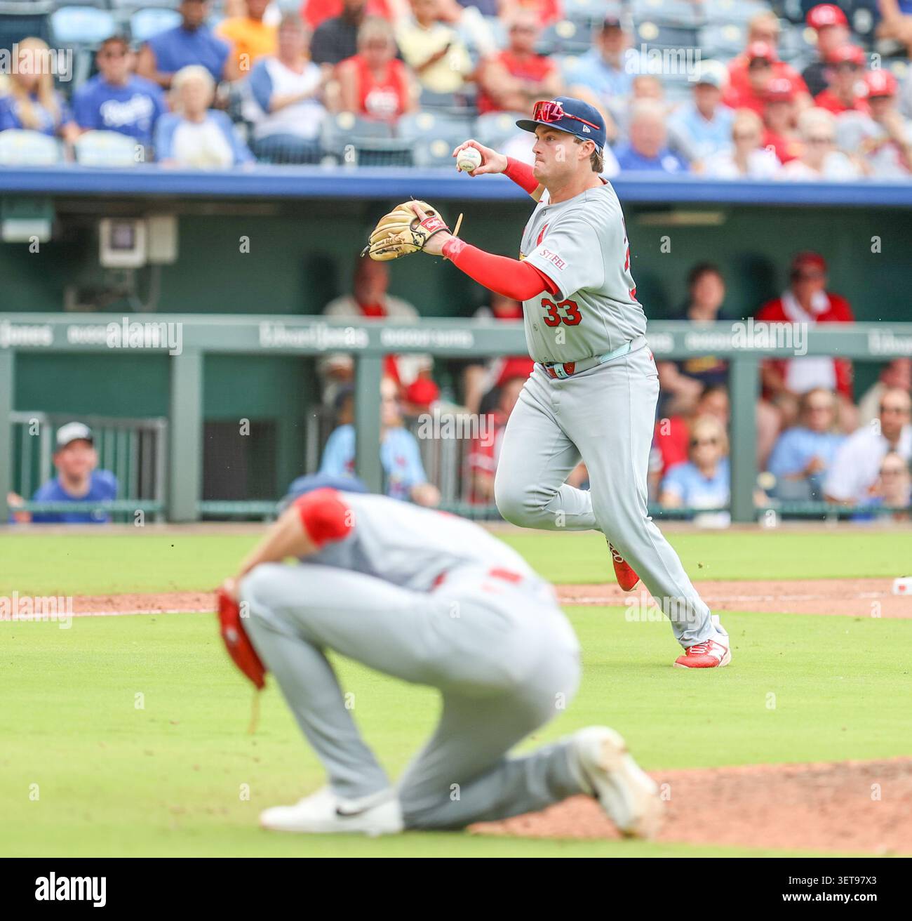 JUN 21, 2026: St. Louis Cardinals infielder Blaze Jordan (33) fields ...