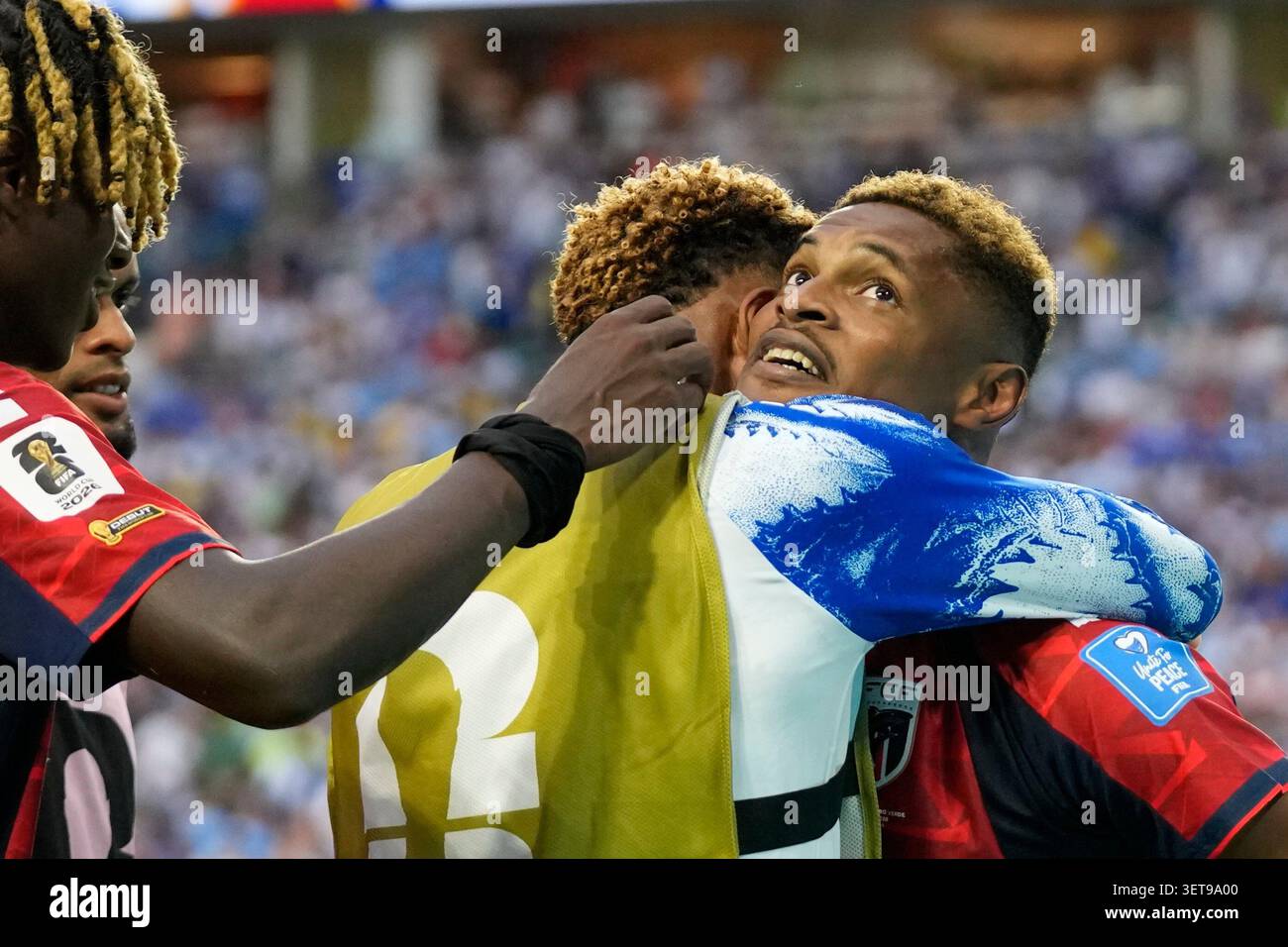 Cape Verde's Helio Varela, right, celebrates with his teammates after ...