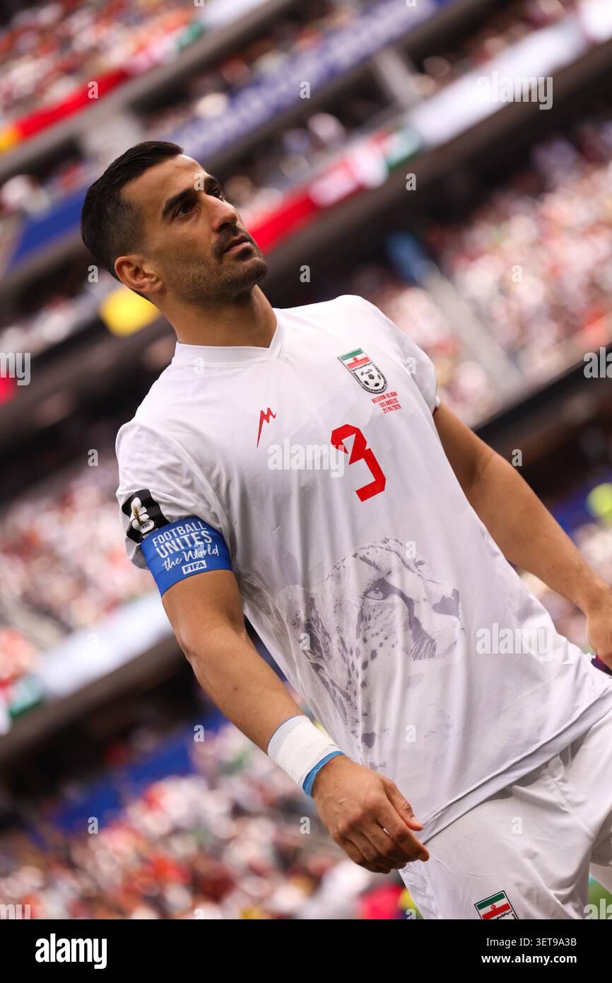 Team IR Iran's Defender Ehsan Hajsafi (3) prepares for kick off at Los ...