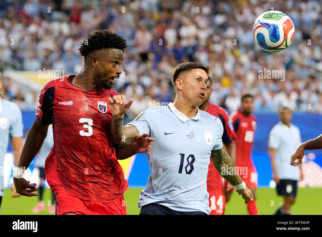 Cape Verde's Diney Borges (3) and Uruguay's Brian Rodriguez (18) battle ...