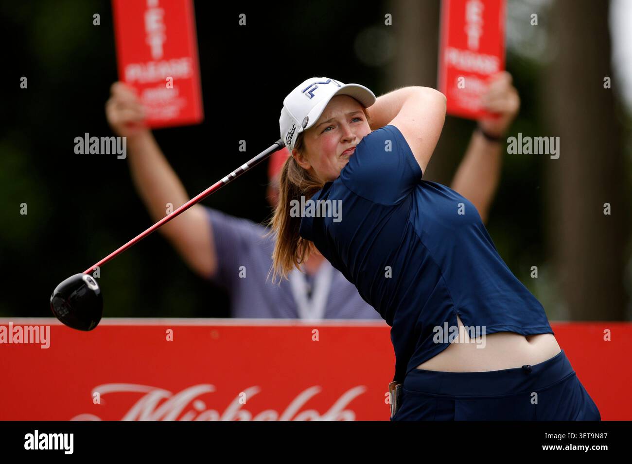 Lottie Woad, of England, watches her tee shot on the 10th hole during ...