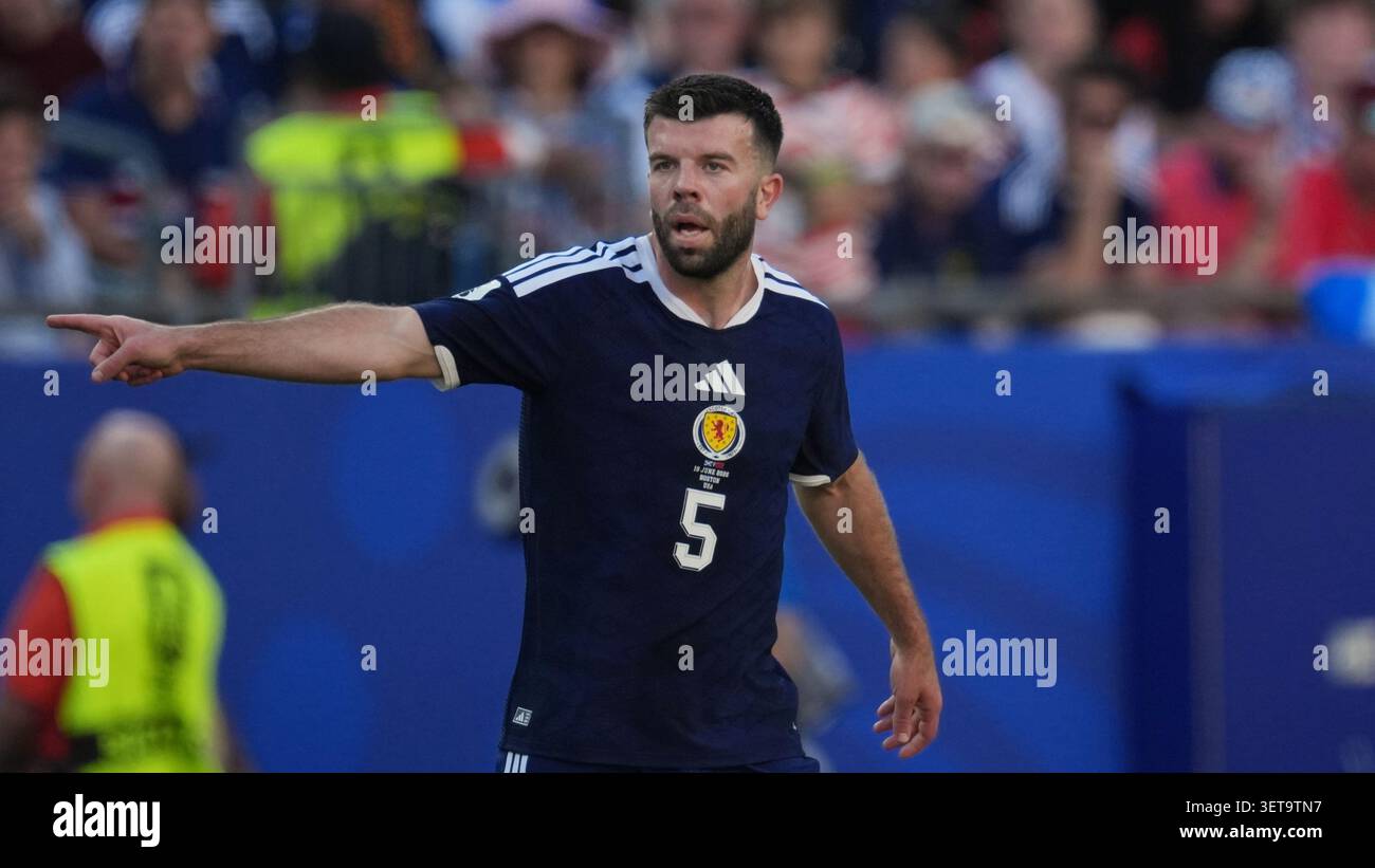 Scotland's Grant Hanley (5) dictates play during the World Cup Group C ...