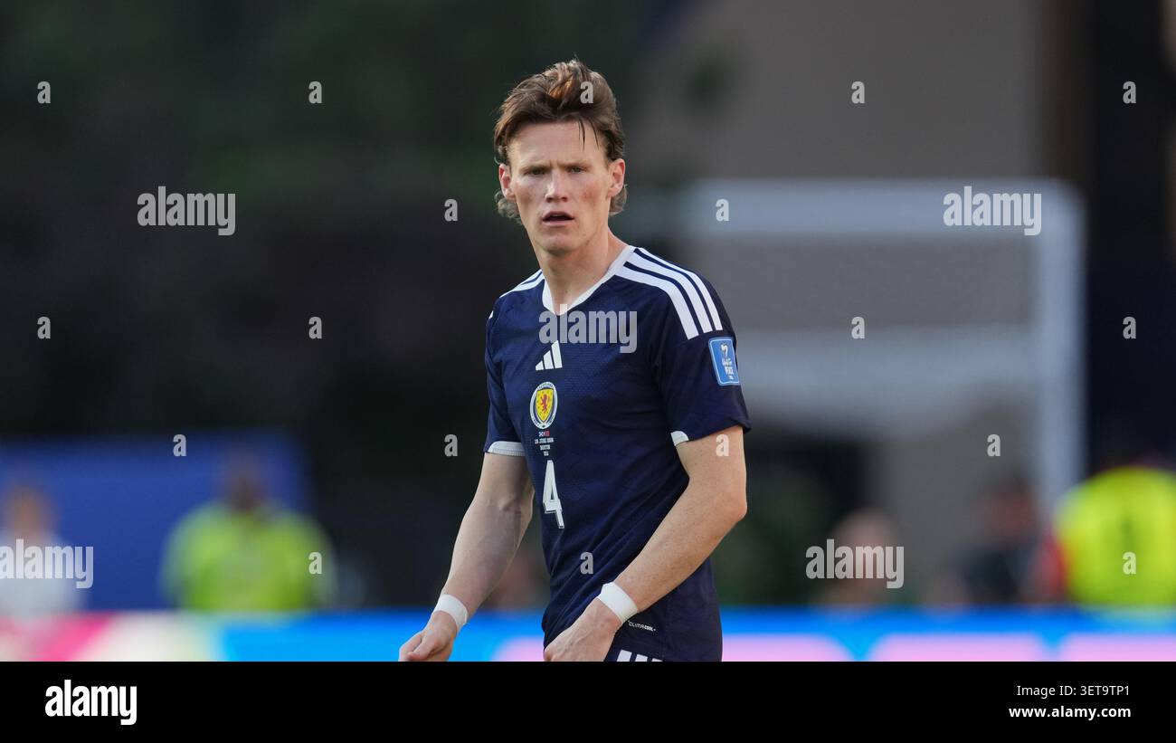 Scotland's Scott McTominay (4) runs into position during the World Cup ...