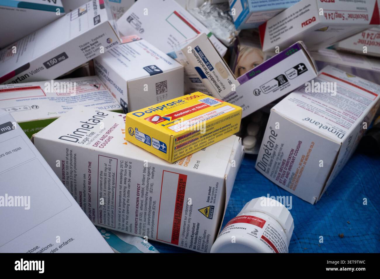 A box of Irbesartan pils for blood pressure and hypertension in a stack ...