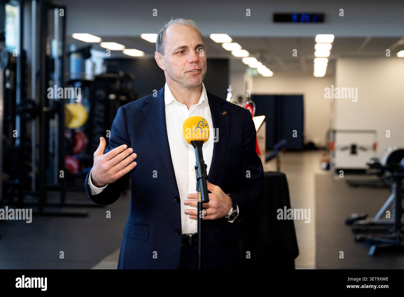Rugby Australia CEO Phil Waugh speaks to the media during a Rugby ...