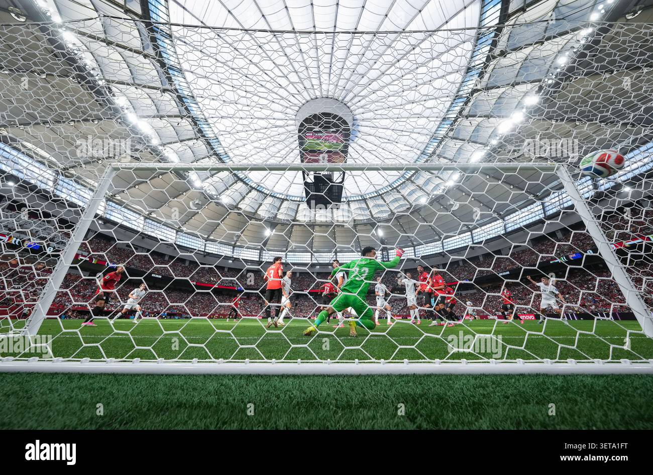 Egypt goalkeeper Mostafa Shoubir (23) allows a goal to New Zealand's ...