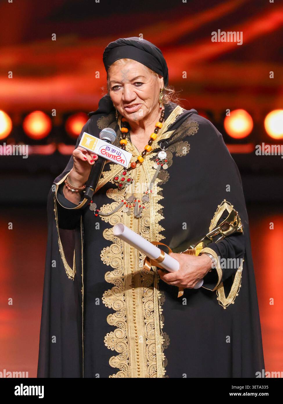 Khadija Amari receives the Best Actress award during the 28th Shanghai ...