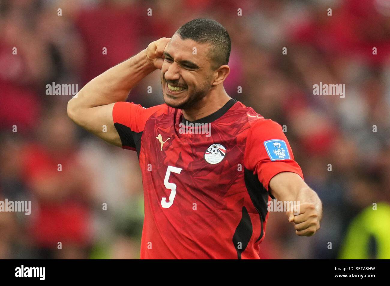 Egypt's Ramy Rabia (5) celebrates his side's third goal by Egypt's ...