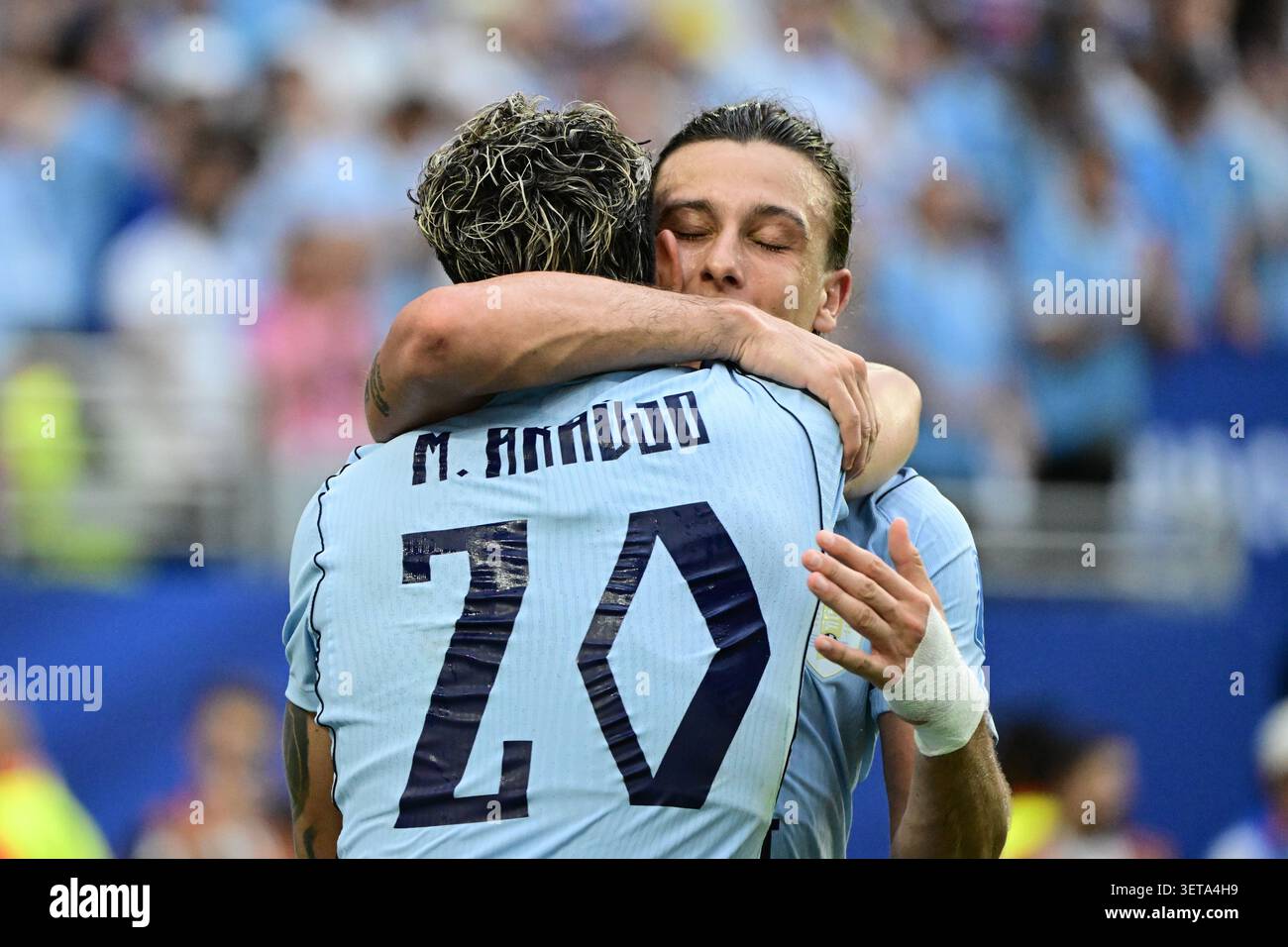 Uruguay forward Agustín Canobbio #14 celebrates his goal with Uruguay ...