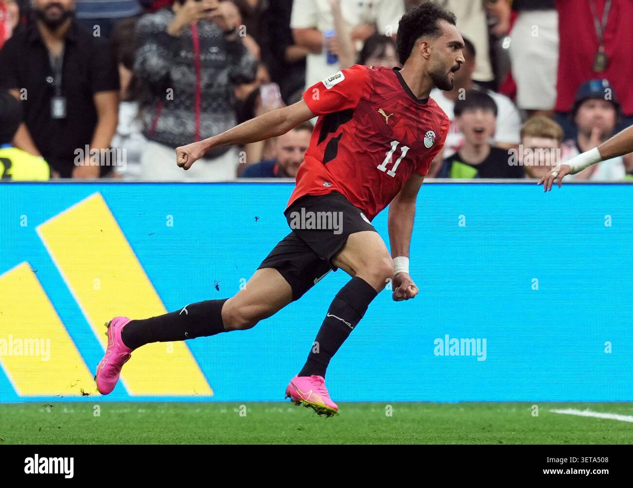 Egypt's Mostafa Ziko (11) celebrates his goal against New Zealand ...