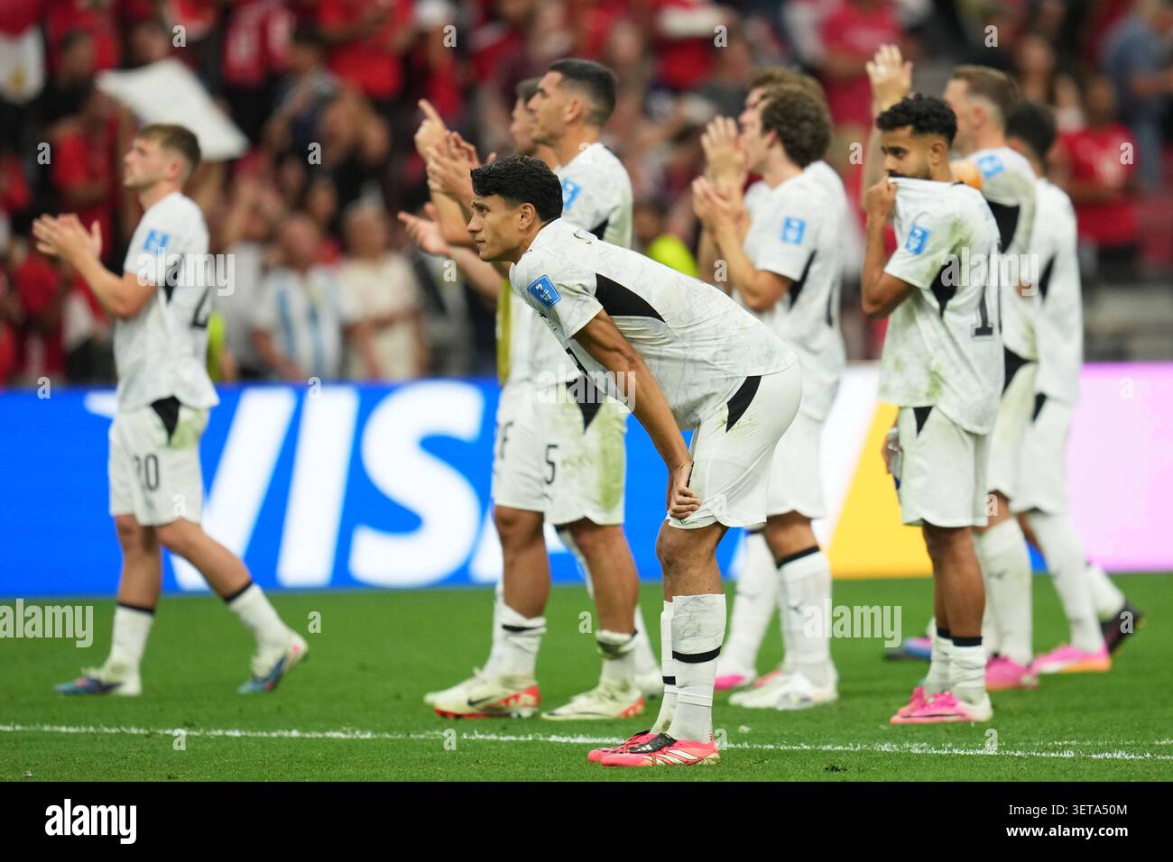 New Zealand's Marko Stamenic, front, reacts alongside teammates after ...