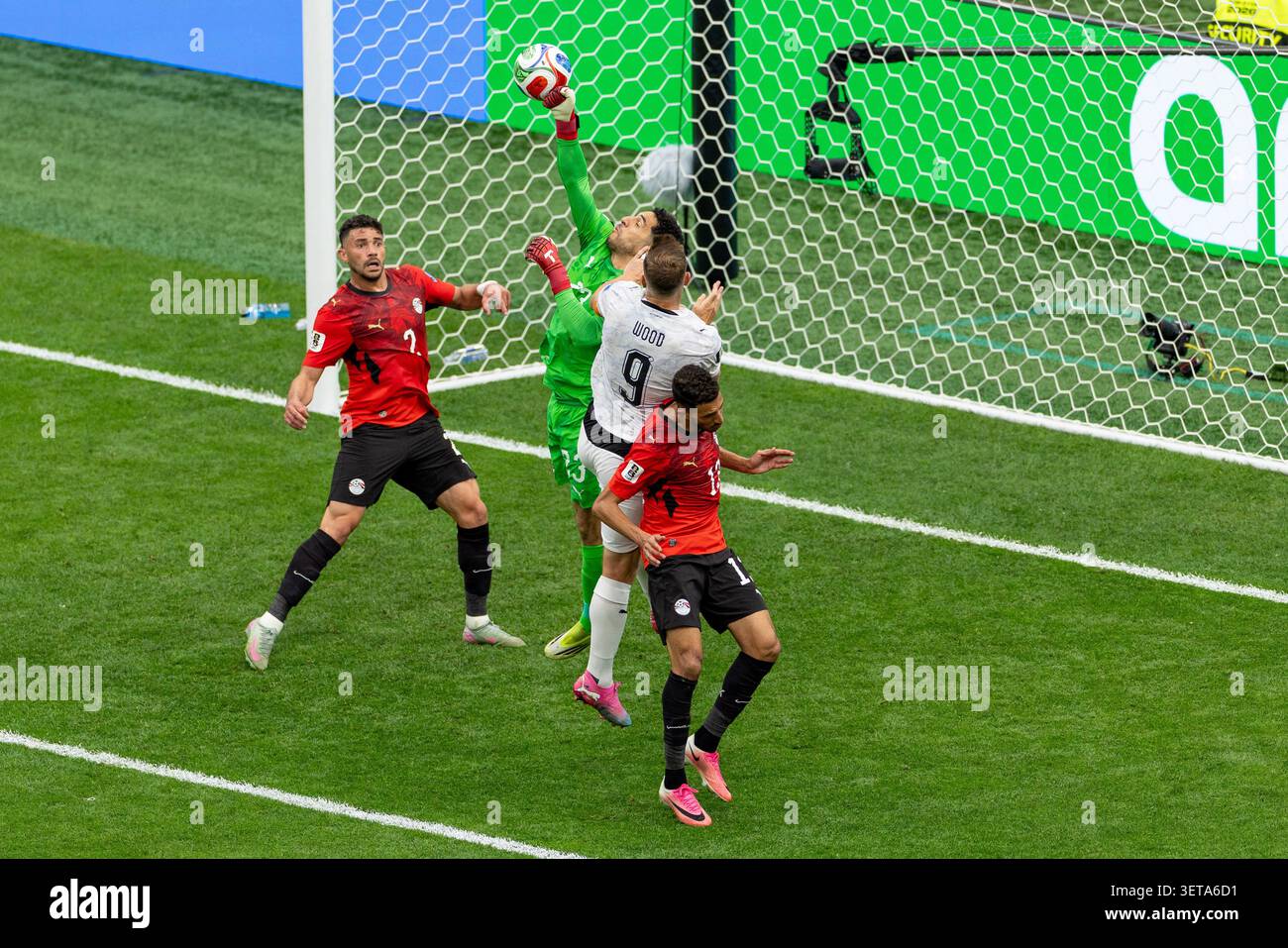 Egypt's goalkeeper Mostafa Shoubir (23) makes a save against New ...