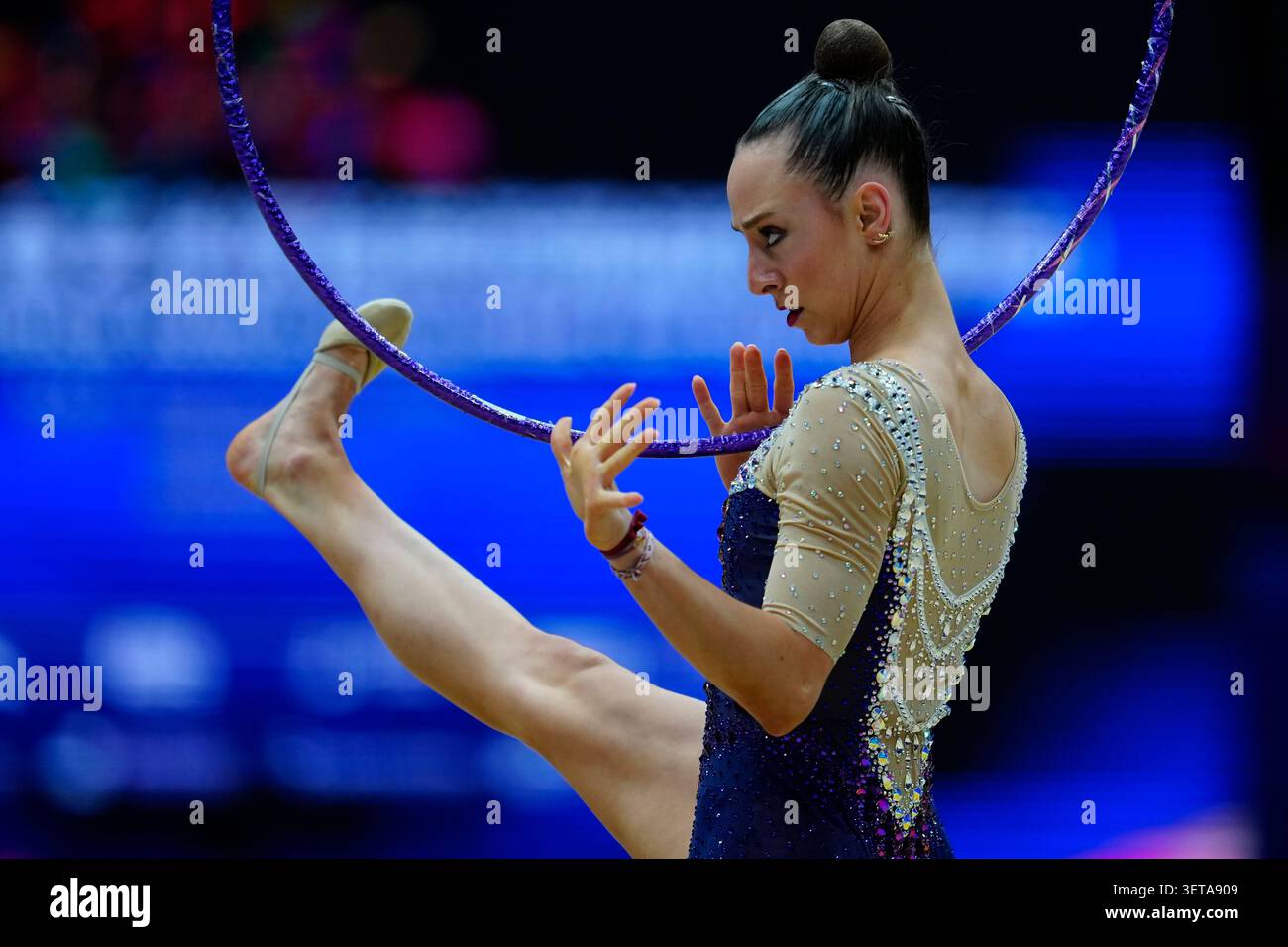 Emilia Heichel of Poland performs her hoop routine during Individual ...