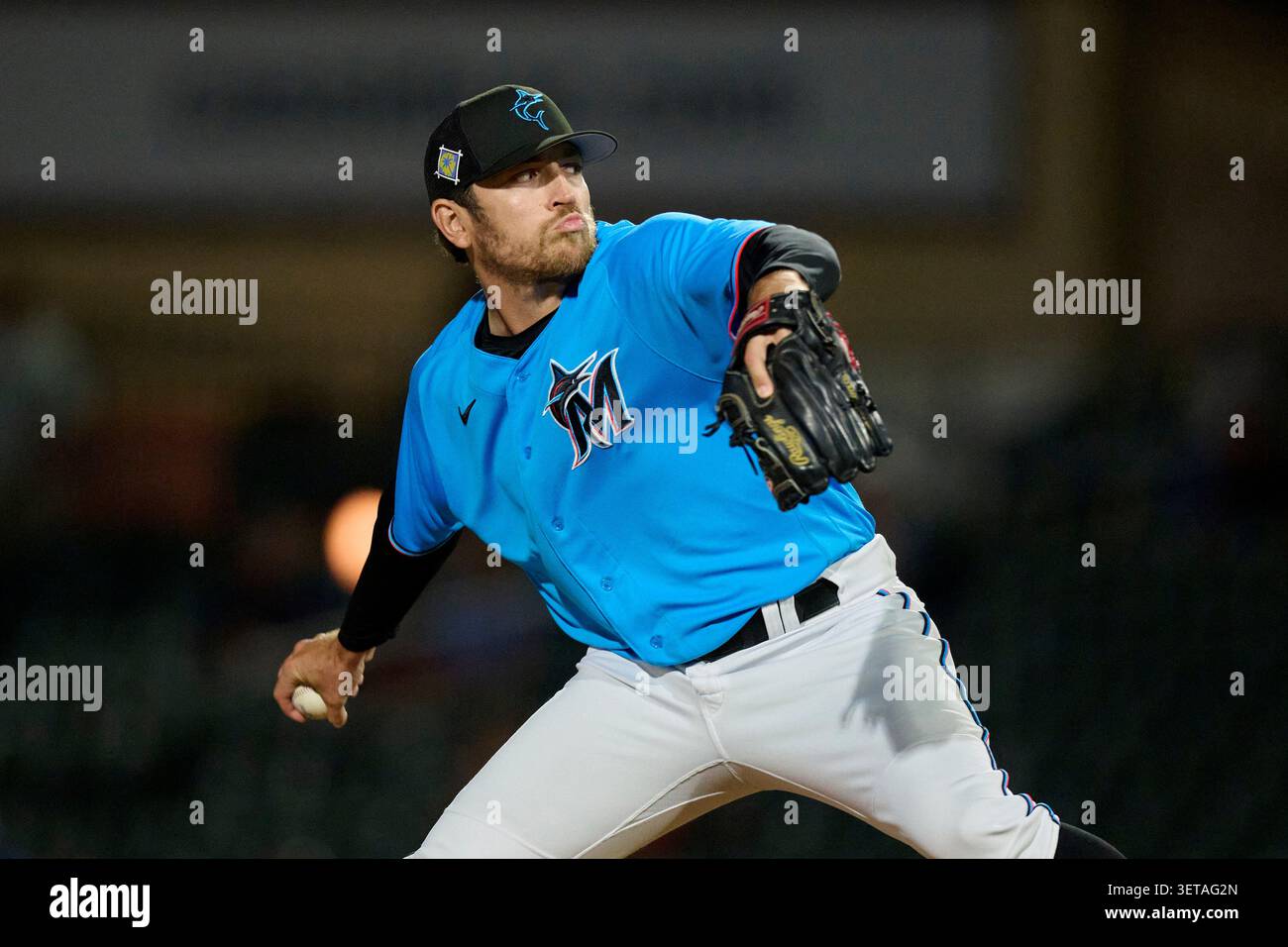 Miami Marlins pitcher Jimmy Yacabonis (47) pitching during an MLB ...