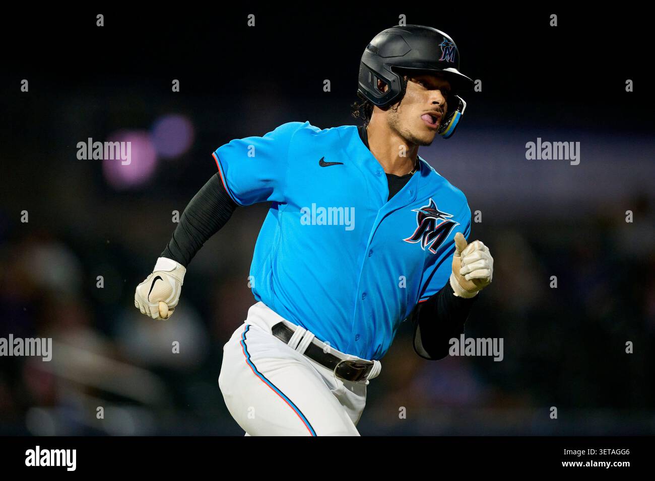 Miami Marlins Bryson Brigman (90) running the bases during an MLB ...
