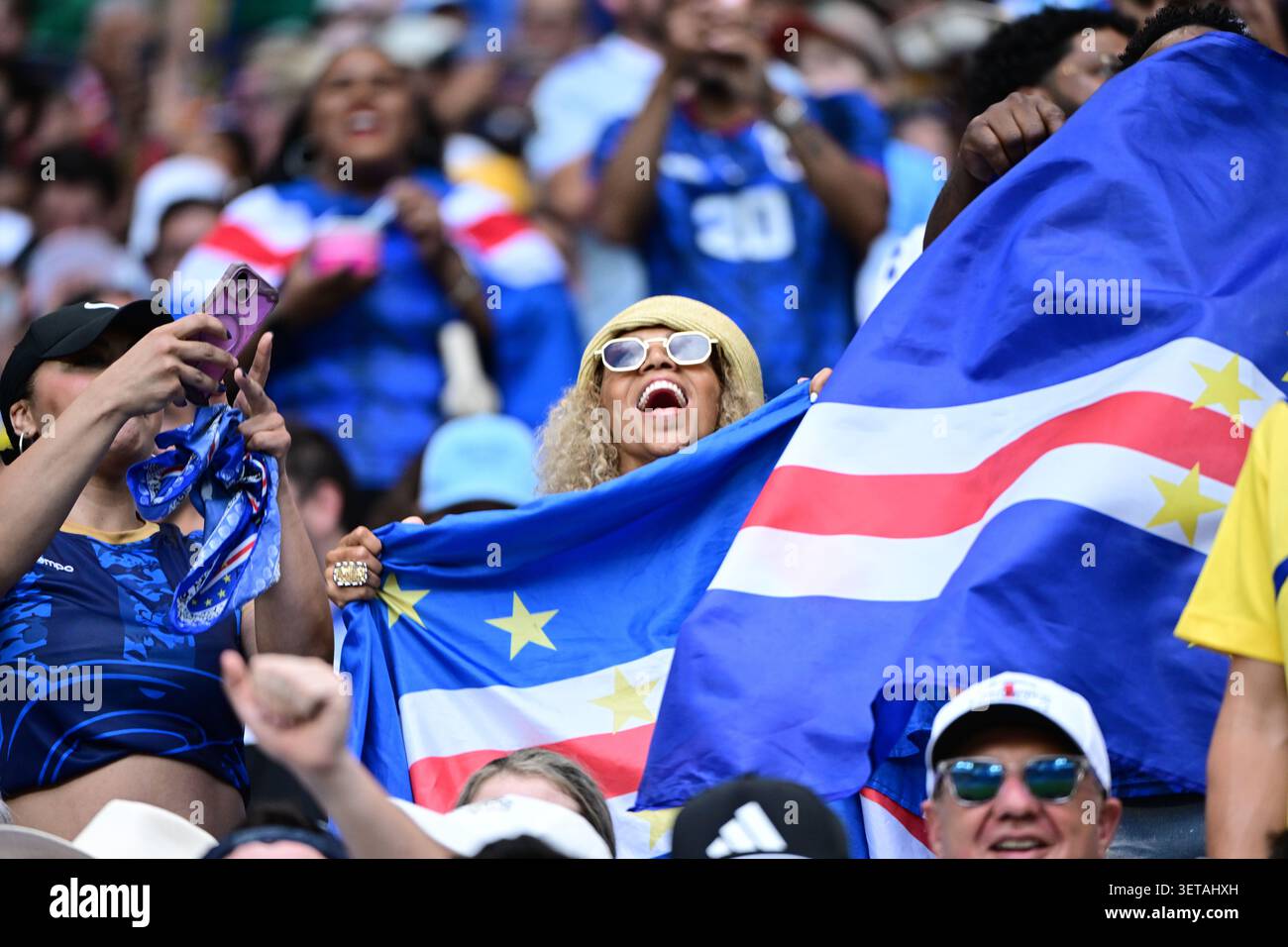 Cabo Verde fans cheer for their country prior to the Group Stage match ...