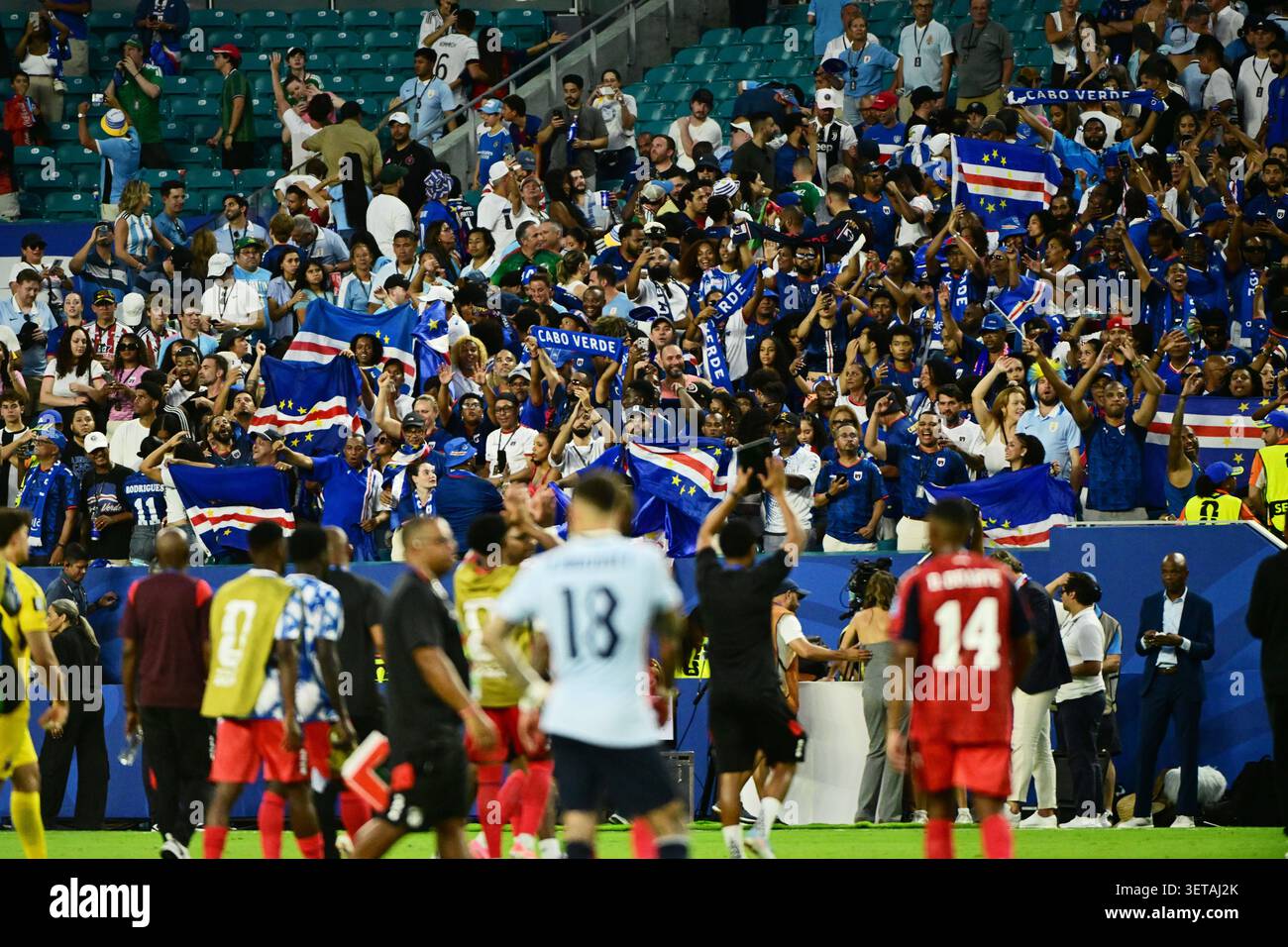 Cabo Verde fans cheer for their team after the Group Stage match ...