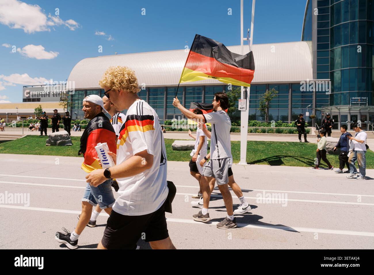 Toronto, Canada - June 20, 2026: German soccer fans walking with flag ...