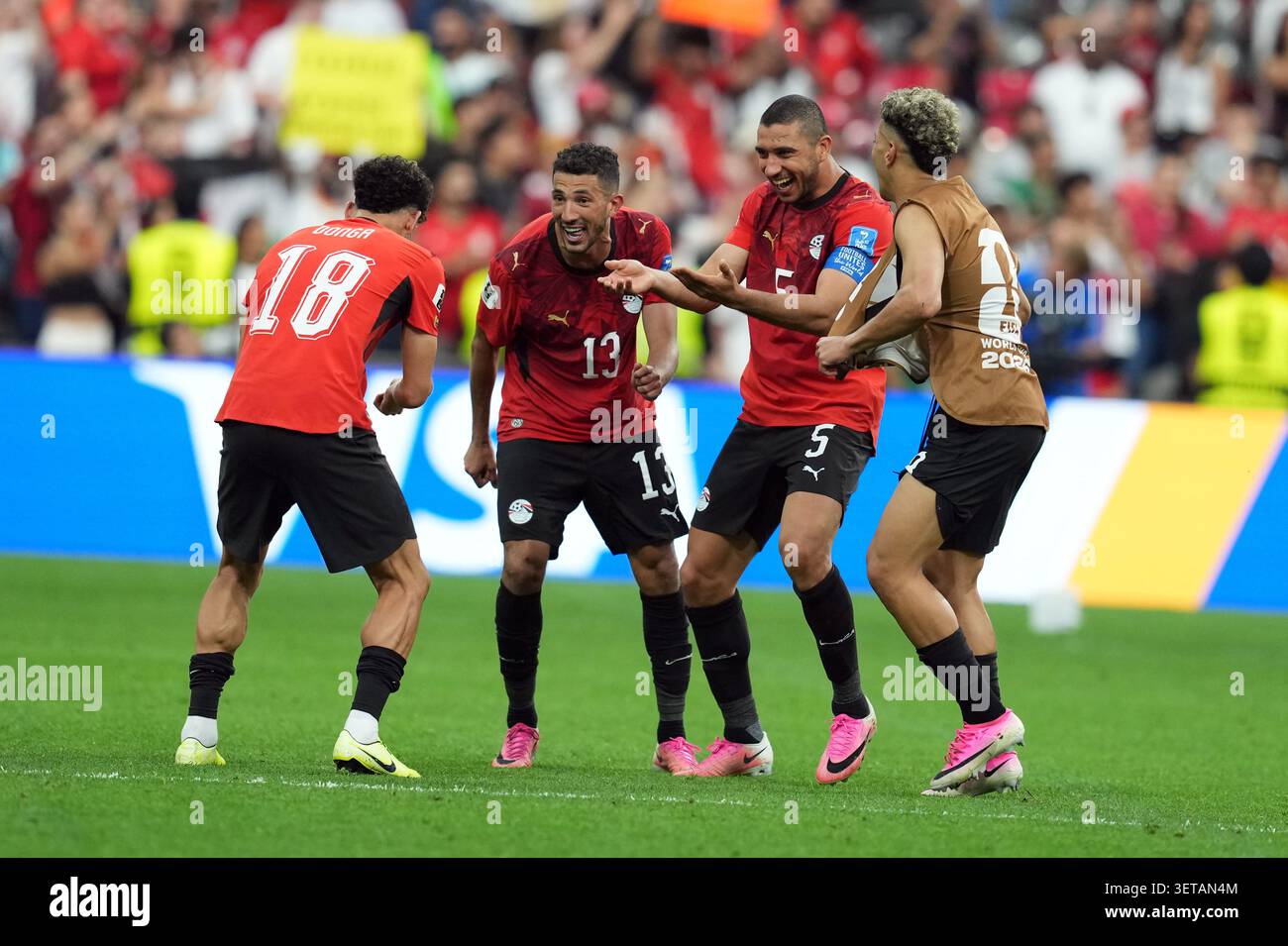 Egypt's Nabil Dunga (18), Ahmed Abou El Fotouh (13) and Ramy Rabia (5 ...